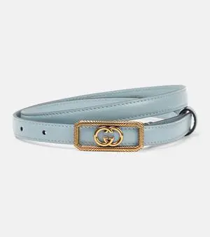 Gucci Gg Leather Belt - Blue | Editorialist display picture 2