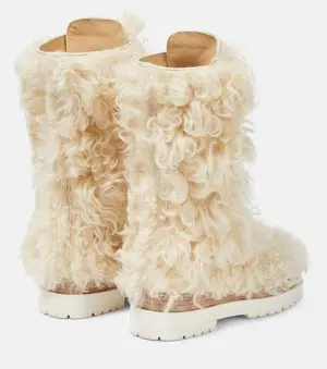 Magda Butrym Shearling Lace-up Boots - Beige