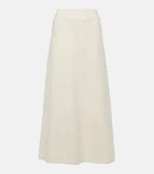 LISA YANG Asta Brushed Cashmere Midi Skirt - Neutrals