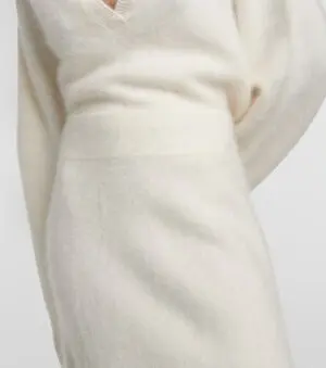 LISA YANG Asta Brushed Cashmere Midi Skirt - Neutrals