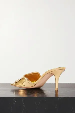 GIANVITO ROSSI Lucrezia 70 Mirrored-leather Mules - Gold
