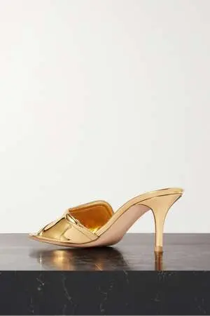 GIANVITO ROSSI Lucrezia 70 Mirrored-leather Mules - Gold