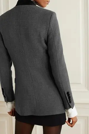 LIBEROWE Net Sustain Raja Velvet-trimmed Wool-tweed Blazer