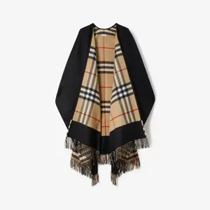 Burberry Check Wool Cashmere Cape Black