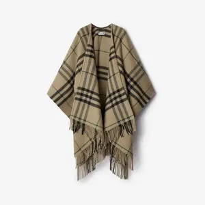 Burberry Check Wool Cashmere Cape Linden