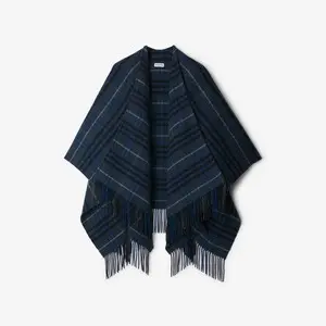 Burberry Check Wool Cashmere Cape - Midnight