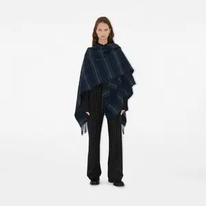 Burberry Check Wool Cashmere Cape - Midnight