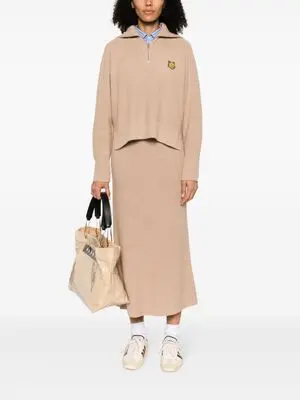 Maison Kitsuné Fox Patch Ribbed-knit Skirt