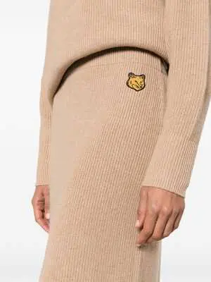 Maison Kitsuné Fox Patch Ribbed-knit Skirt