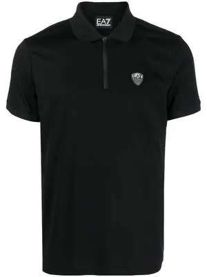 Emporio Armani Logo-patch Half-zip Polo Shirt