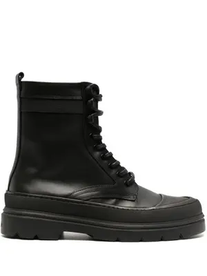 Calvin Klein Debossed Leather Ankle Boots