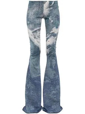 Roberto Cavalli Patterned Jacquard Flared Trousers
