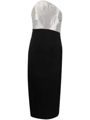 Roland Mouret Two-tone Strapless Wool-blend Midi Dress