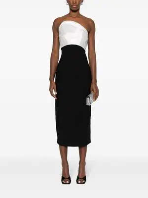 Roland Mouret Two-tone Strapless Wool-blend Midi Dress