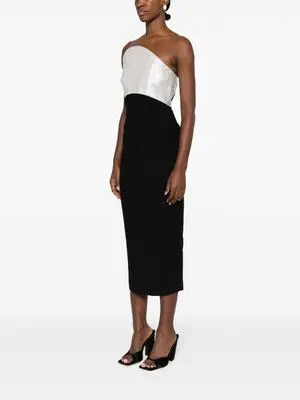 Roland Mouret Two-tone Strapless Wool-blend Midi Dress
