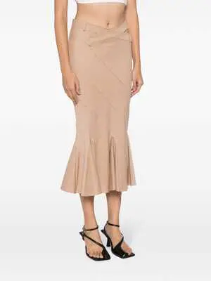 ANDREĀDAMO Flared-hem Flannel Midi Skirt - Brown