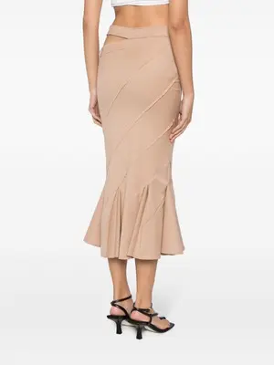 ANDREĀDAMO Flared-hem Flannel Midi Skirt - Brown