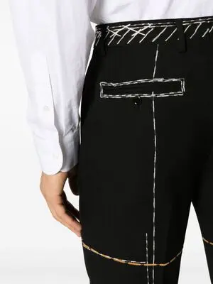 Moschino Contrast-stitching Virgin Wool Trousers