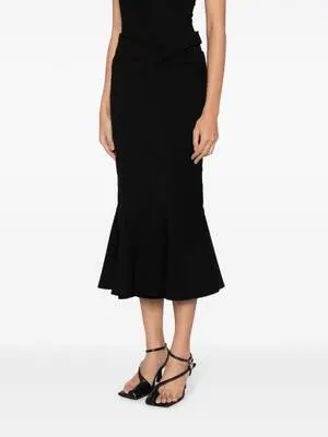 ANDREĀDAMO Flared Hem Midi Skirt - Black