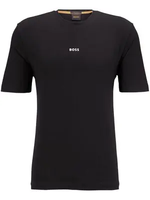 BOSS Logo-print Crew-neck Cotton T-shirt - Black