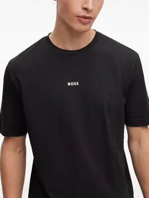 BOSS Logo-print Crew-neck Cotton T-shirt - Black