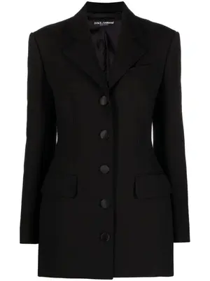 Dolce & Gabbana Single-breasted Virgin Wool Blazer - Black