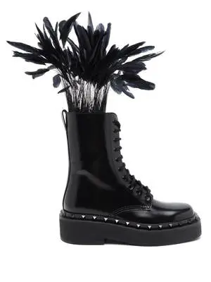 Valentino Garavani 50mm Rockstud Combat Boots - Black