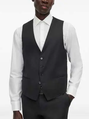BOSS Single-breasted Tailored Waistcoat - Black