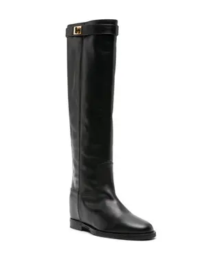 VIA ROMA 15 Lock-detail Leather Knee-high Boots
