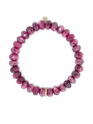 SYDNEY EVAN 14kt Yellow Gold Diamond And Moonstone Bracelet - Pink