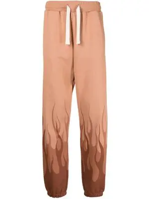 VISION OF SUPER Flame-print Cotton Track Pants