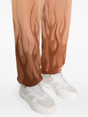 VISION OF SUPER Flame-print Cotton Track Pants