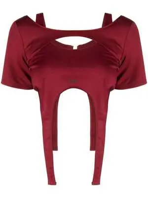 HELIOT EMIL Cropped Asymmetric T-shirt - Red
