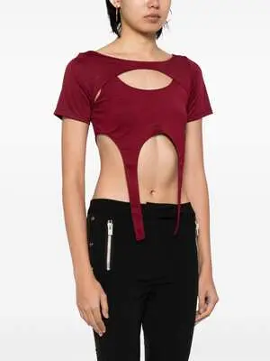 HELIOT EMIL Cropped Asymmetric T-shirt - Red