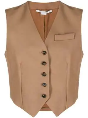 Stella McCartney Sleeveless Virgin Wool Waistcoat - Brown