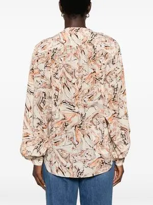 Isabel Marant Étoile Tiphaine Marble-print Blouse - Neutrals