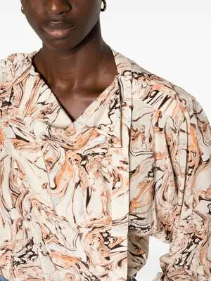 Isabel Marant Étoile Tiphaine Marble-print Blouse - Neutrals