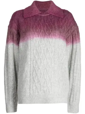 ADER ERROR Gradient-effect Cable-knit Jumper - Purple