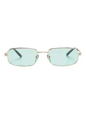 Gucci Logo-engraved Rectangle-frame Sunglasses - Gold