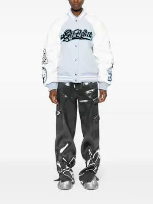 Off-White Moon Wheel Leather Varsity Jacket