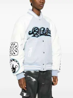 Off-White Moon Wheel Leather Varsity Jacket