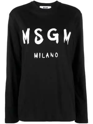 MSGM Logo-print Cotton T-shirt - Black