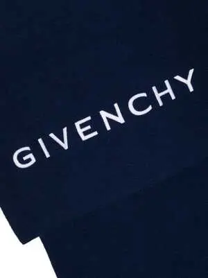 Givenchy Logo-embroidered Fine-knit Scarf - Blue