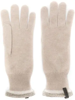 Brunello Cucinelli Striped-edge Knitted Cashmere Gloves