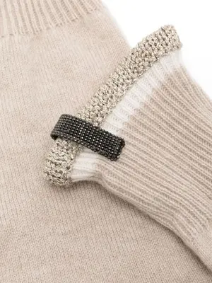 Brunello Cucinelli Striped-edge Knitted Cashmere Gloves