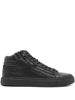 Calvin Klein Debossed Leather High-top Sneakers