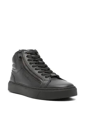Calvin Klein Debossed Leather High-top Sneakers
