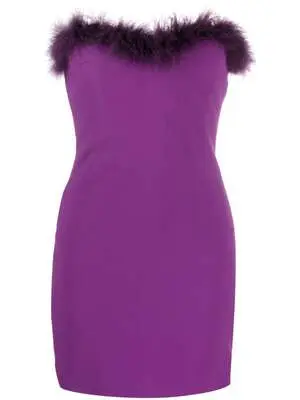 Amen Feather-trim Strapless Mini Dress