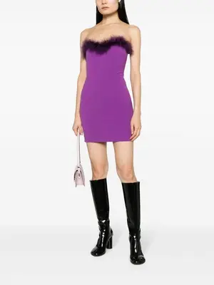 Amen Feather-trim Strapless Mini Dress