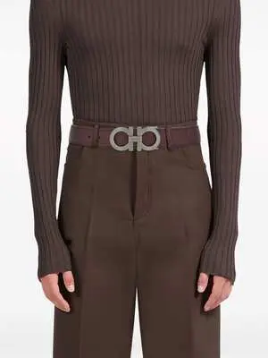 FERRAGAMO Gancini-buckle Leather Belt